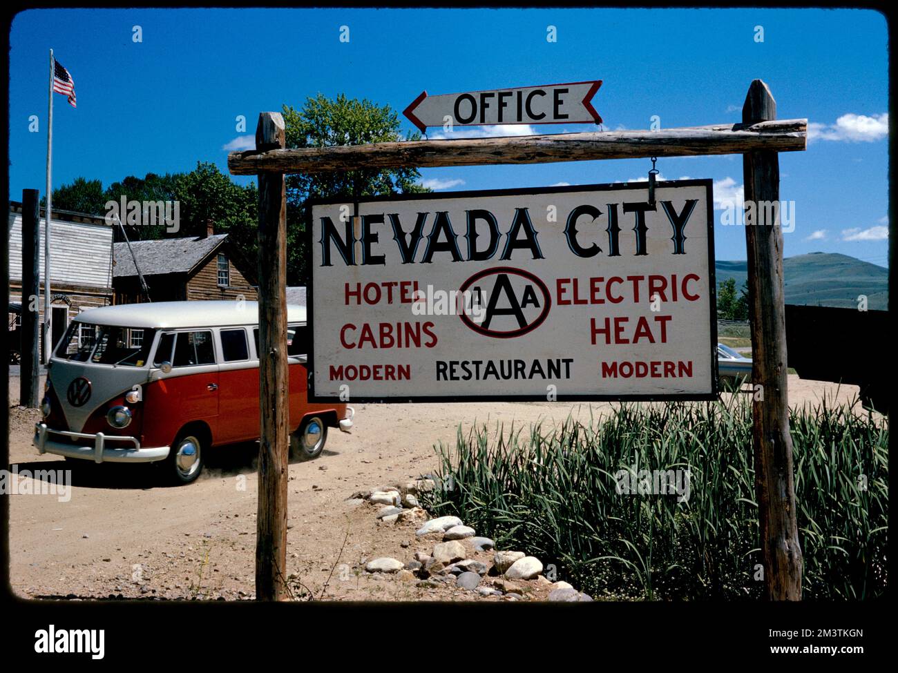 Sign indicating Nevada City hotel, cabins, and restaurant, Nevada City ...