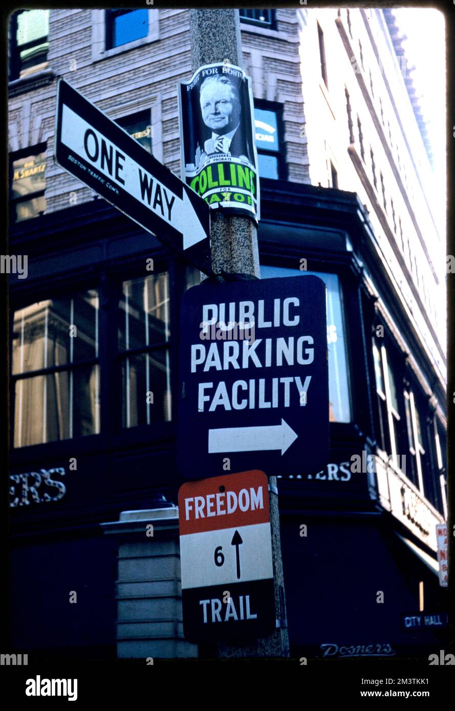 Signs, corner City Hall Place [i.e. Avenue] & School , Signs Notices ...