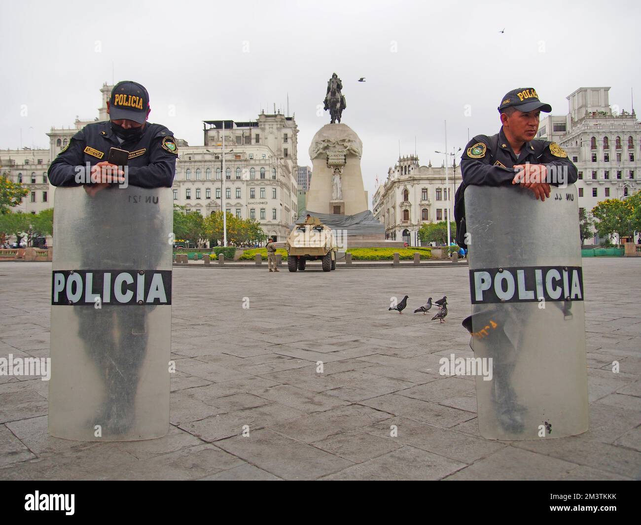 Soldiers and policemen guard the city amid violent protests following ...
