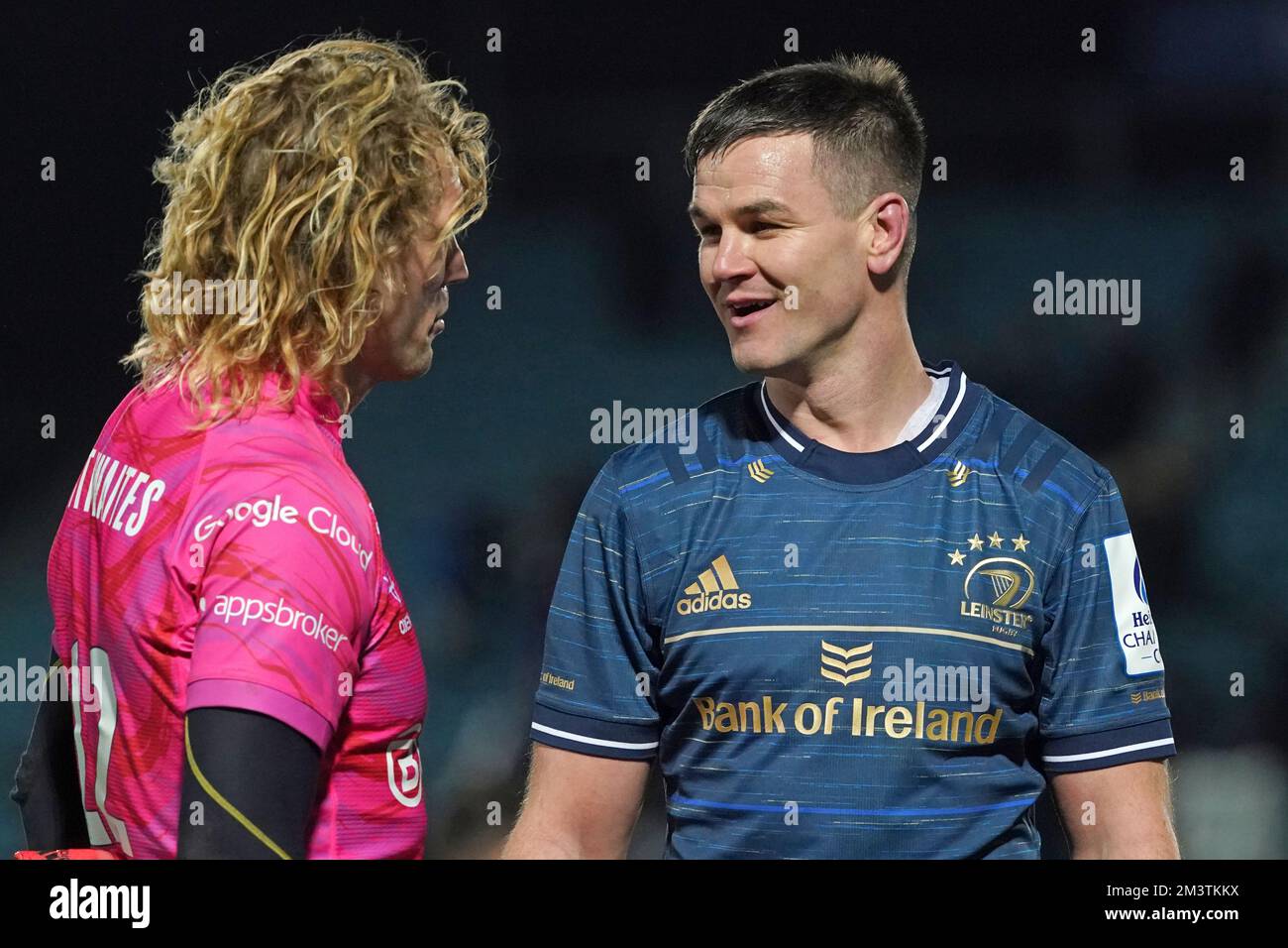Leinster's Johnny Sexton with Gloucester's Billy Twelvetrees after the ...
