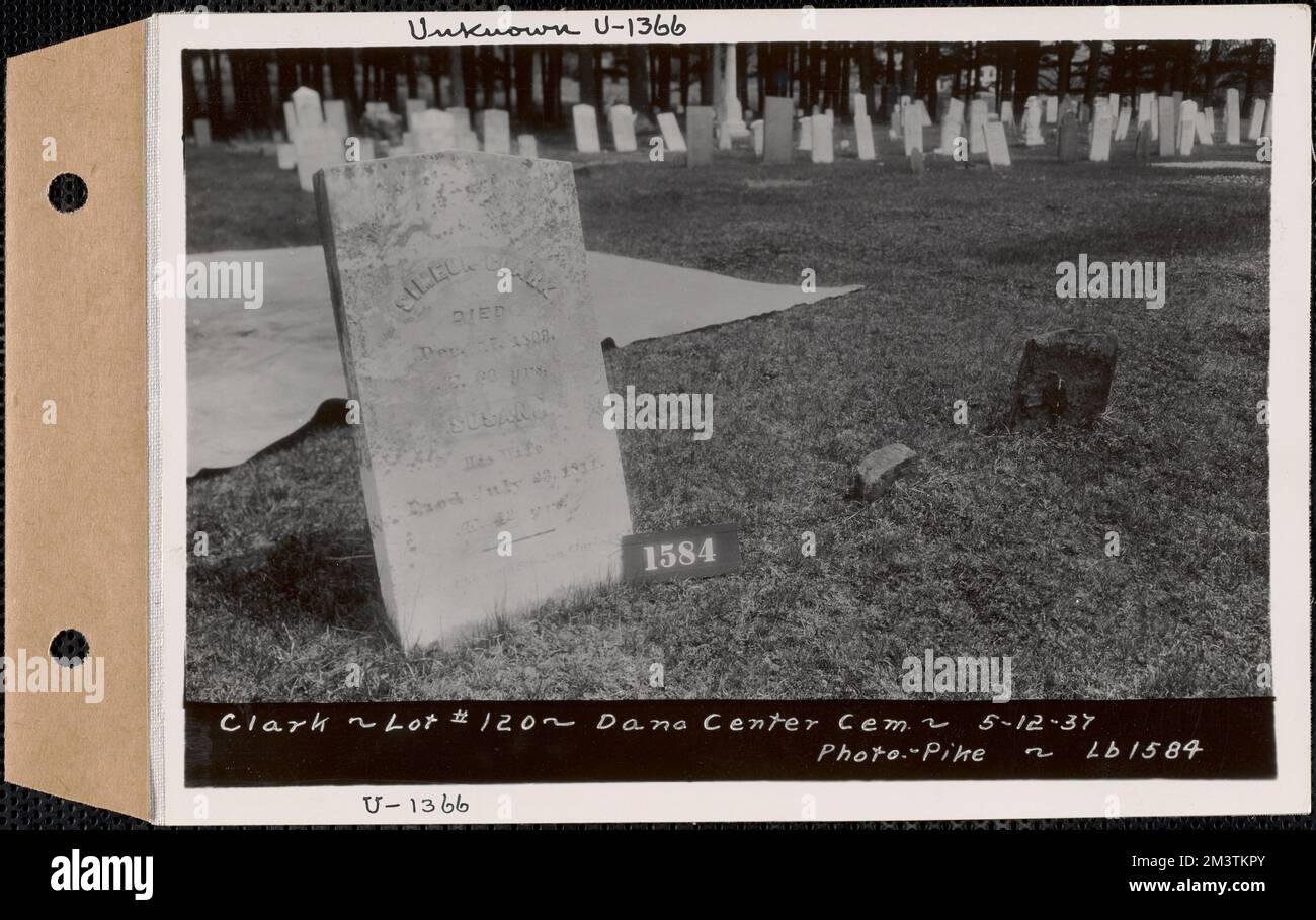 Simeon and Susan Clark, Dana Center Cemetery, lot 120, Dana, Mass., May ...