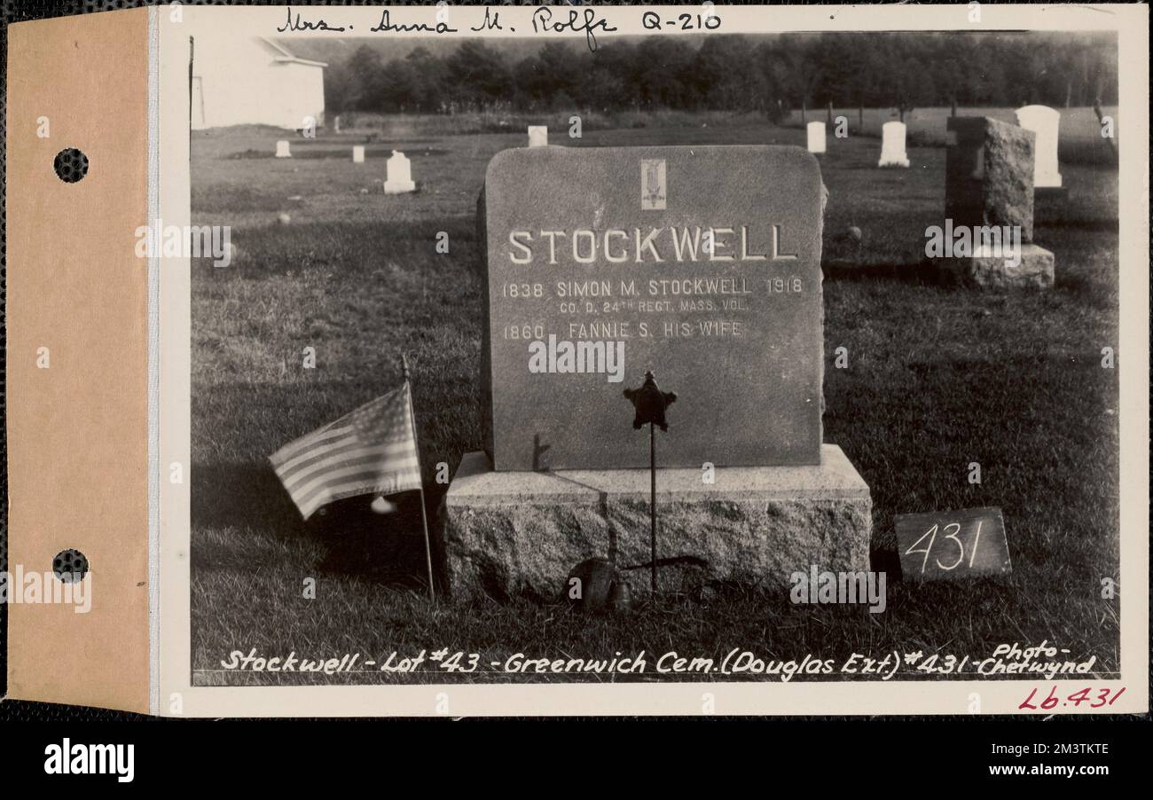 Simon M. Stockwell, Greenwich Cemetery, Douglas Extension, lot 43 ...