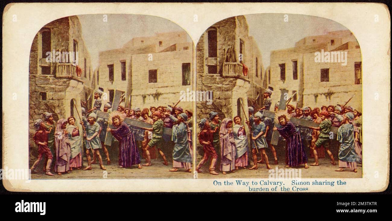 Simon shares the burden of the cross , Biblical events, Stations of the ...