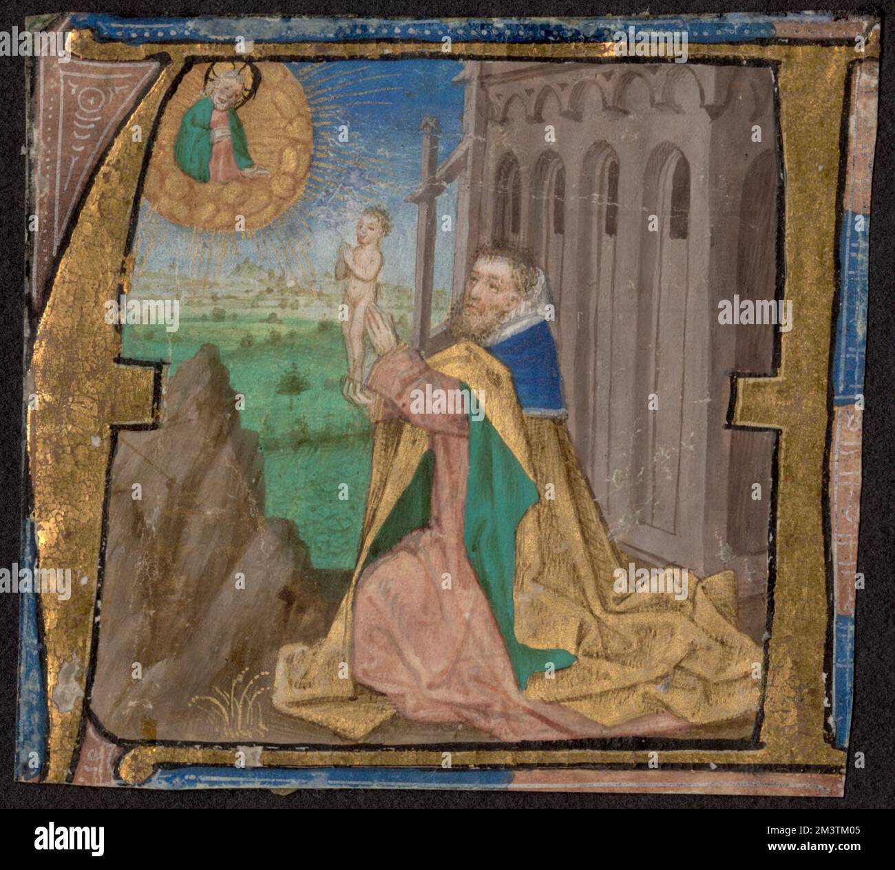 Single initial cut from a 15th-century missal : in Latin ,. Medieval ...