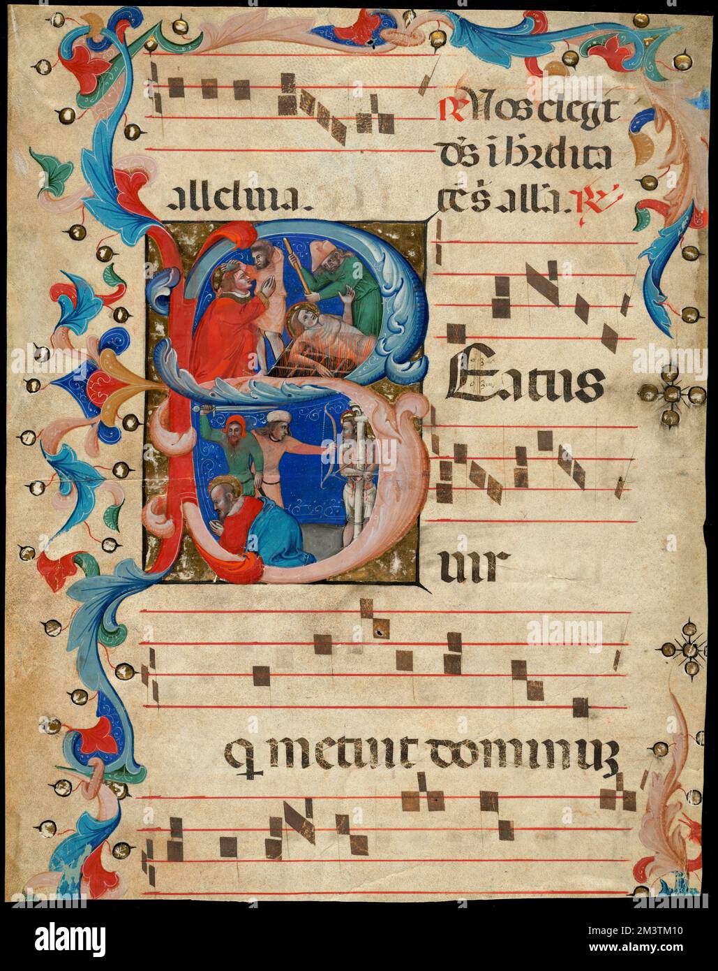 Single leaf from a 14th-century antiphonal : in Latin ,. Medieval and ...