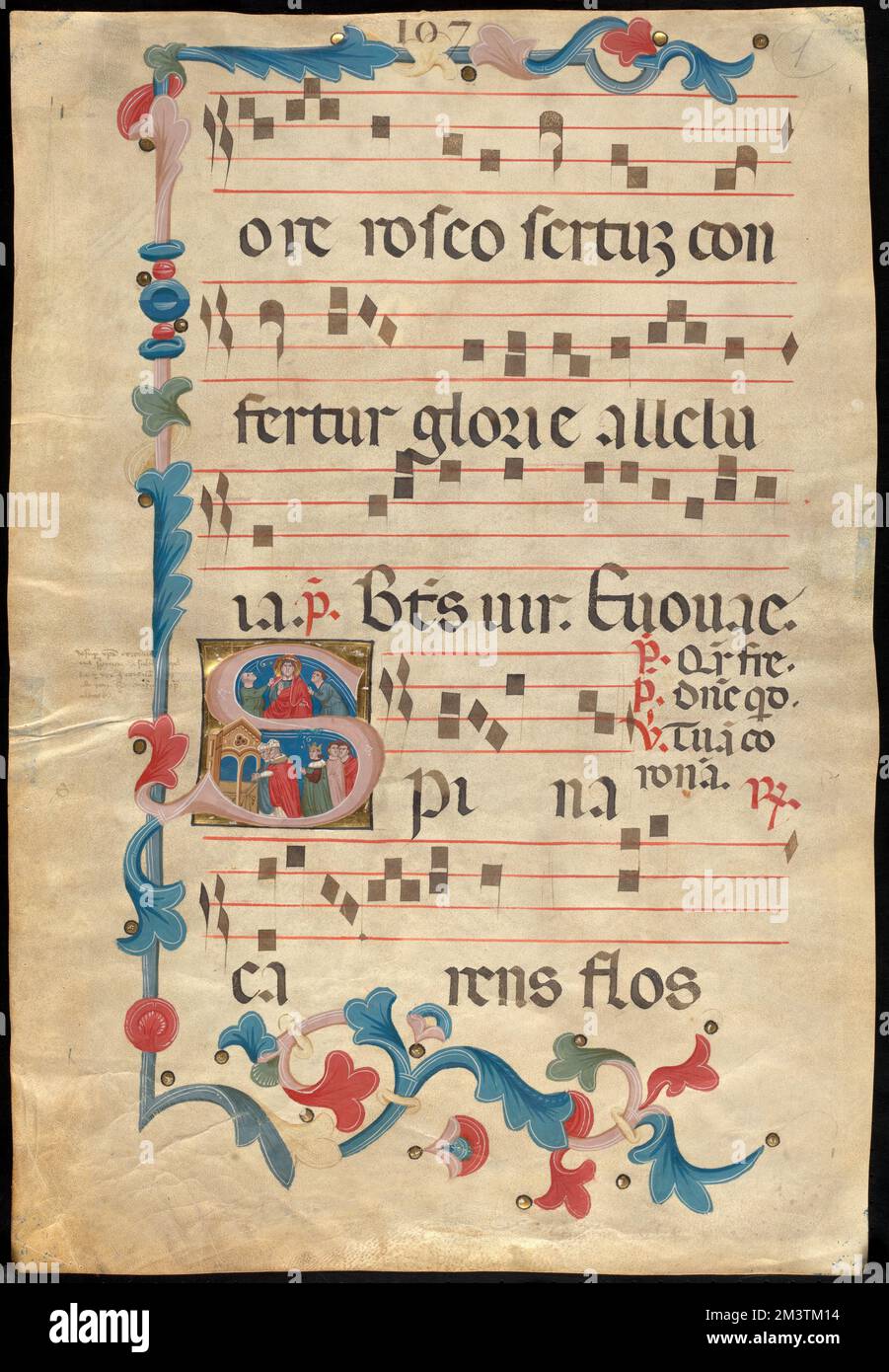 Single leaf from a 14th-century antiphonal : in Latin ,. Medieval and ...