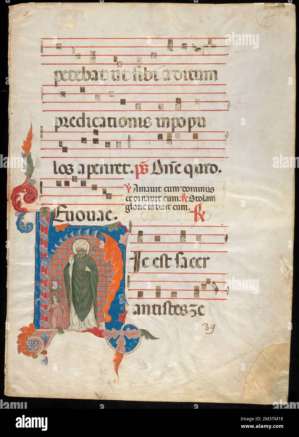 Single leaf from a 14th-century antiphonal : in Latin ,. Medieval and ...