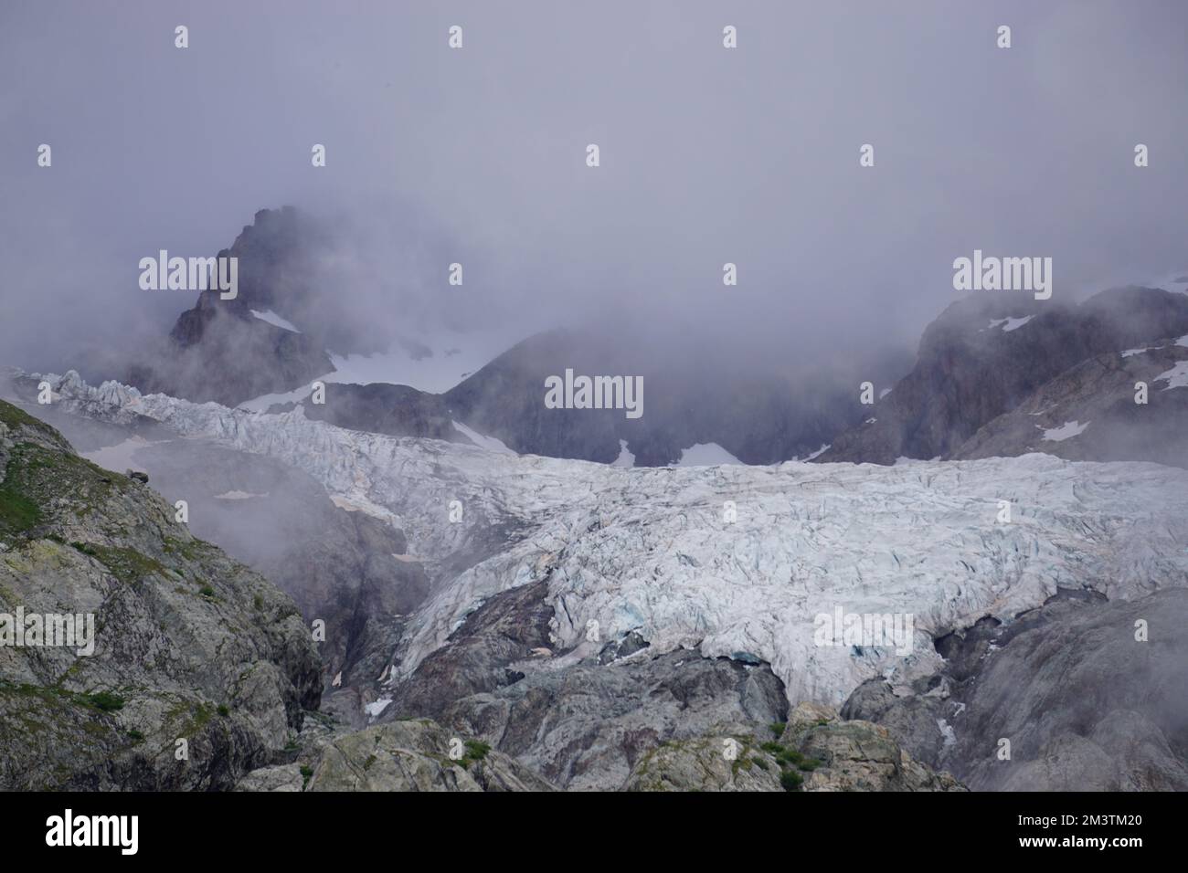landscape in the mountains of the southern alps, France with the fog ...