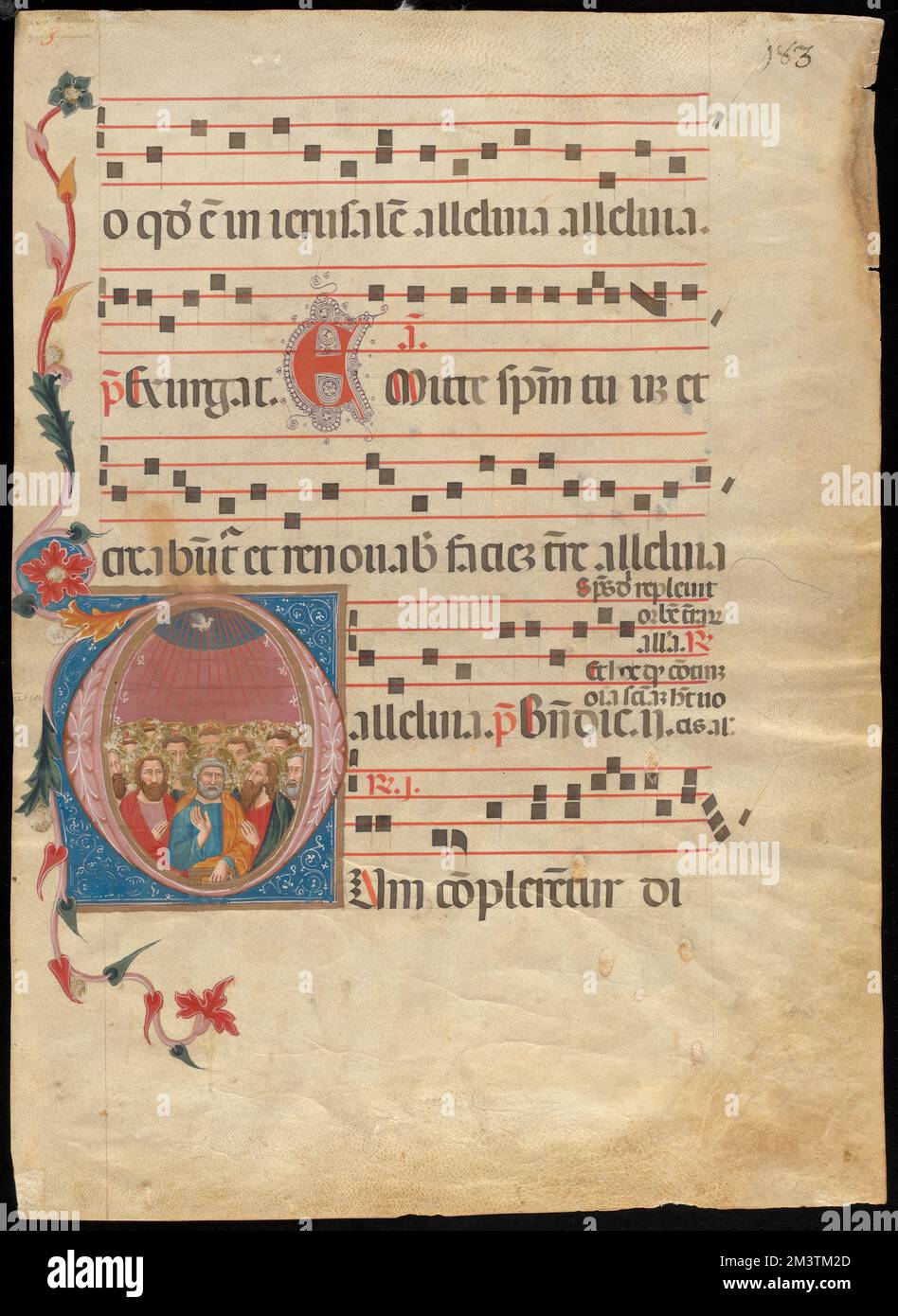 Single leaf from a 14th-century antiphonal : in Latin ,. Medieval and ...