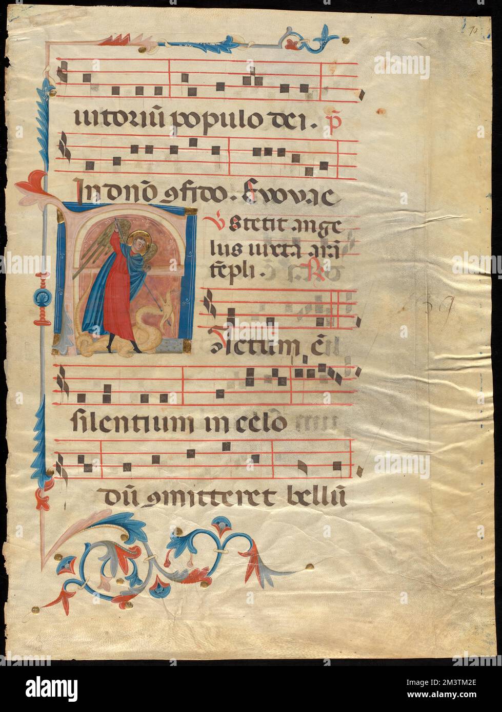 Single leaf from a 14th-century antiphonal : in Latin ,. Medieval and ...