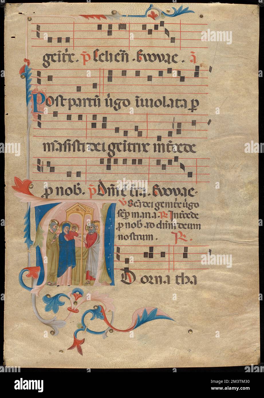 Single leaf from a 14th-century antiphonal : in Latin ,. Medieval and ...