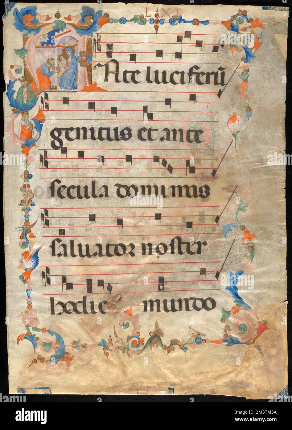 Single leaf from a 14th-century antiphonal : in Latin ,. Medieval and ...