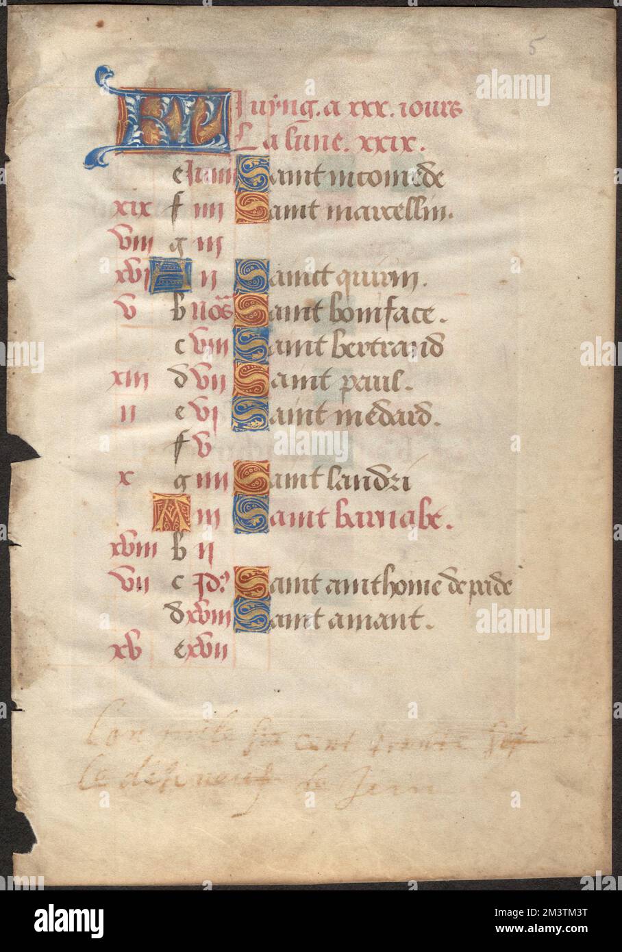 Single leaf from a 15th-century book of hours : in French ,. Medieval ...