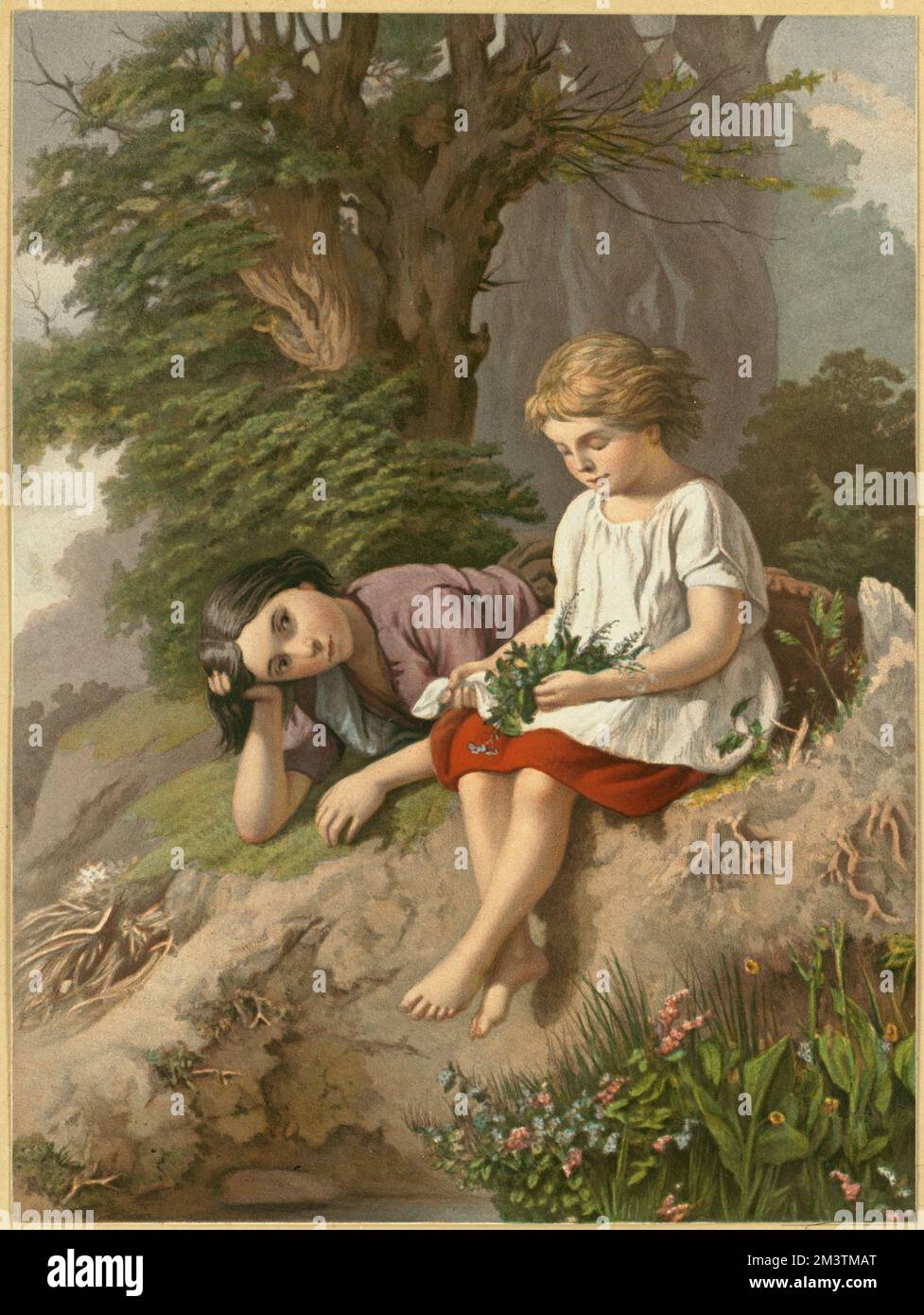 The sisters , Girls, Sisters. Louis Prang & Company Collection Stock ...