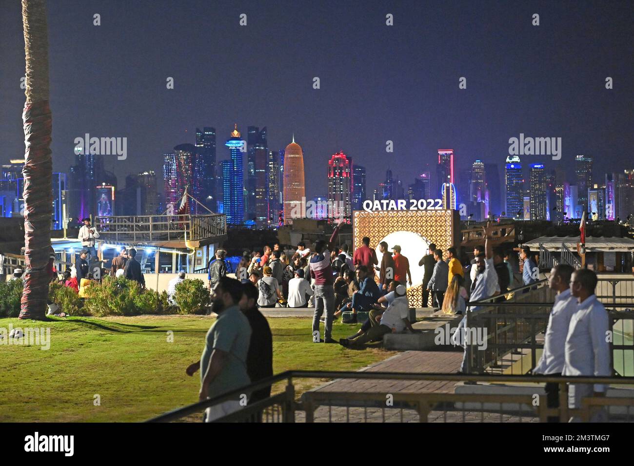 Impressions from Doha/Qatar on December 16, 2022. Skyline, skyscrapers, visitors at the FIFA ...