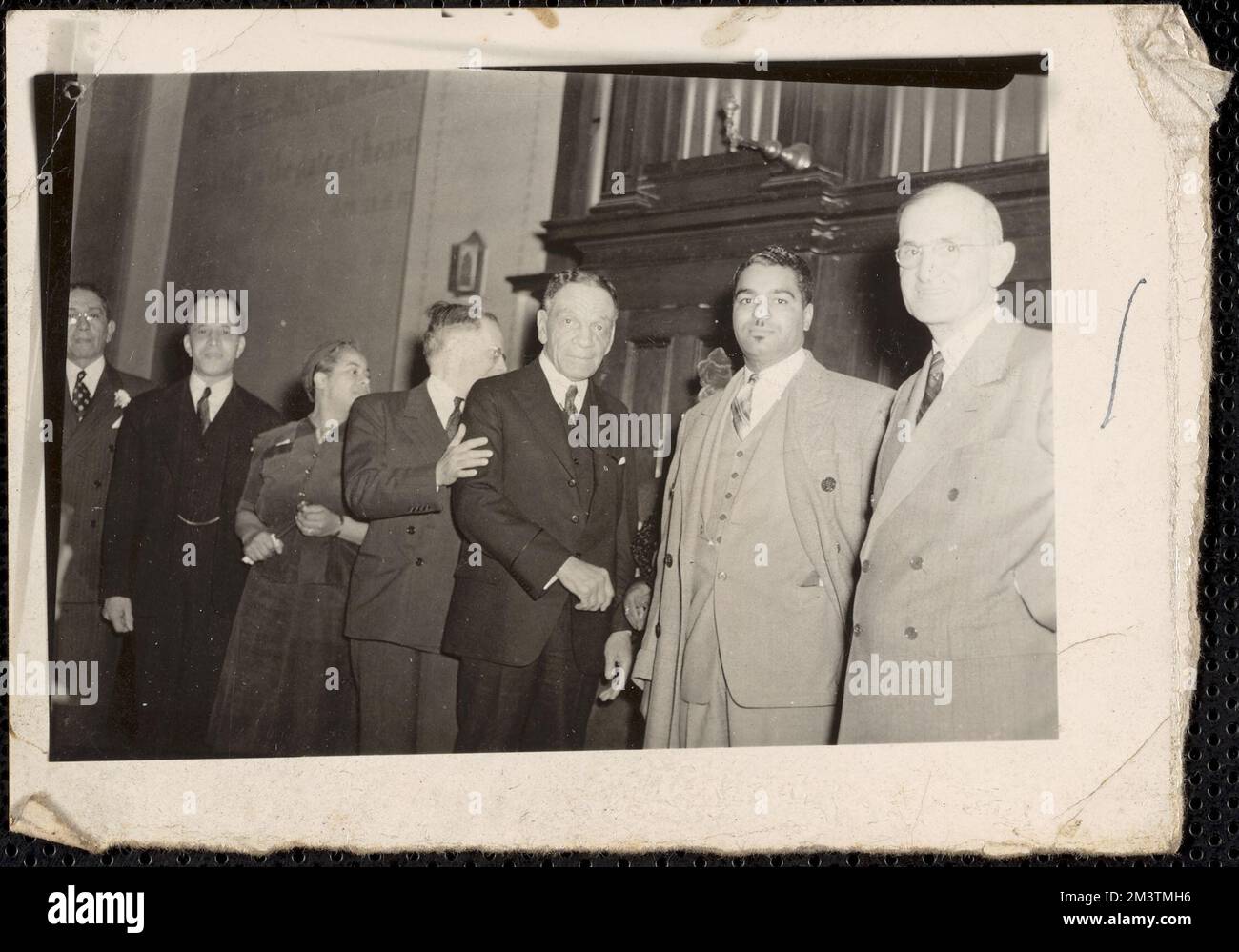 Six men and one woman, possibly in a church ,. Jack Miller Collection ...