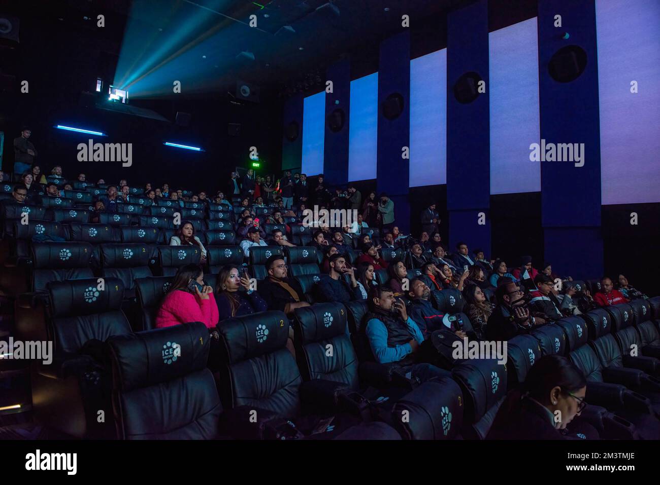 New Delhi, India. 16th Dec, 2022. Media personnel watching a movie ...