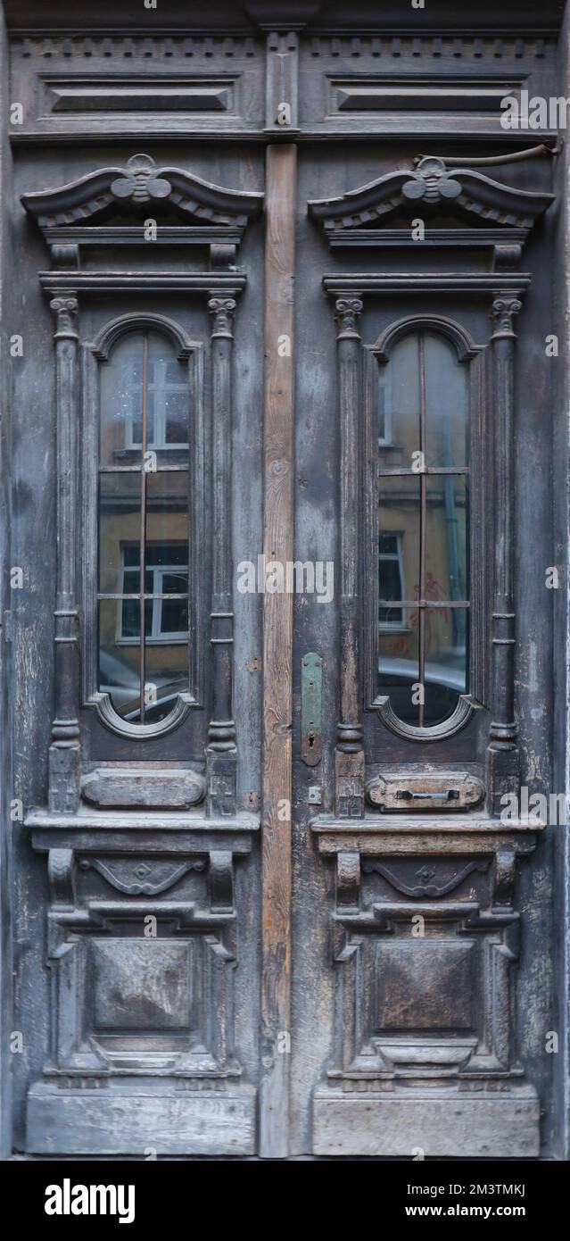 Old ancient wooden door texture in european medieval style. The ...