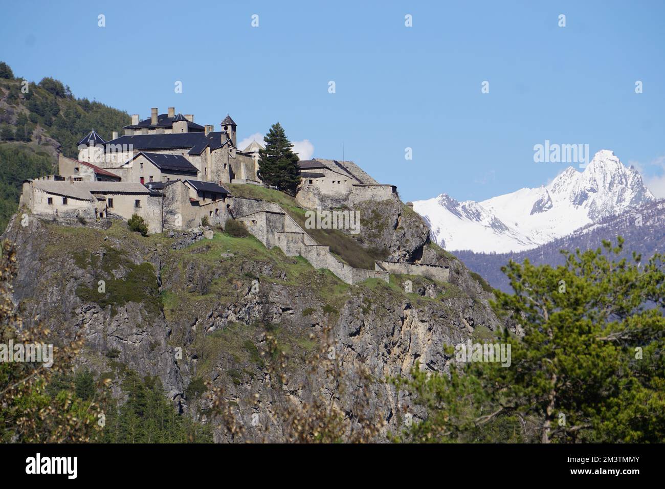 landscape in the mountains of the southern alps, France with an old ...