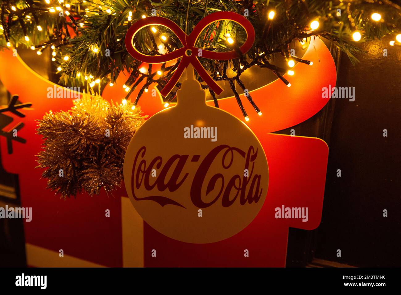 Zagreb, Croatia - December 8, 2022: Coca Cola Decoration of the ...