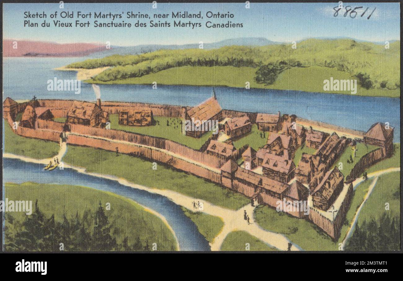 Sketch of Old Fort Martyr's Shrine, near Midland, Ohio - Plan du Vieux ...
