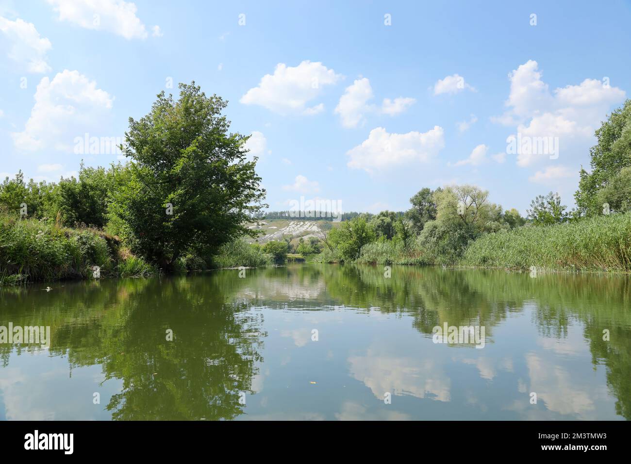 Ancient multimillion chalk mountains on the steppe surface of earth ...