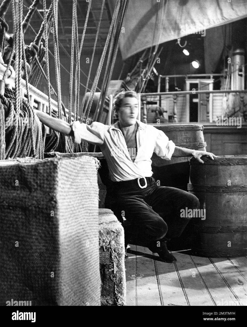 ERROL FLYNN on set candid during filming of AGAINST ALL FLAGS 1952 ...