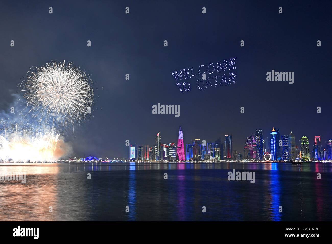 Impressions from Doha/Qatar on December 16, 2022. Skyline, skyscrapers ...