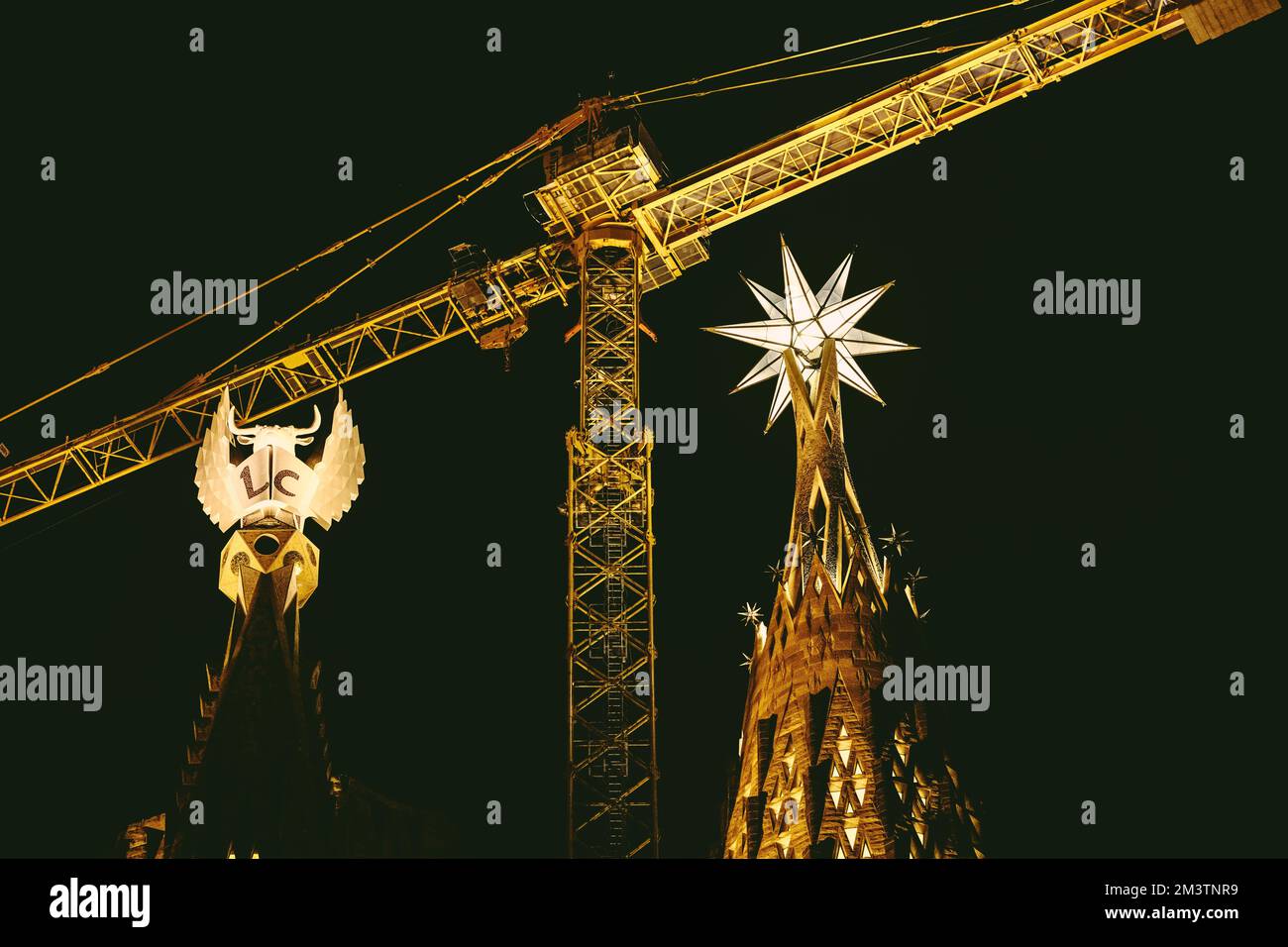 Barcelona, Spain. 16th Dec, 2022. The pinnacles of the towers of the ...