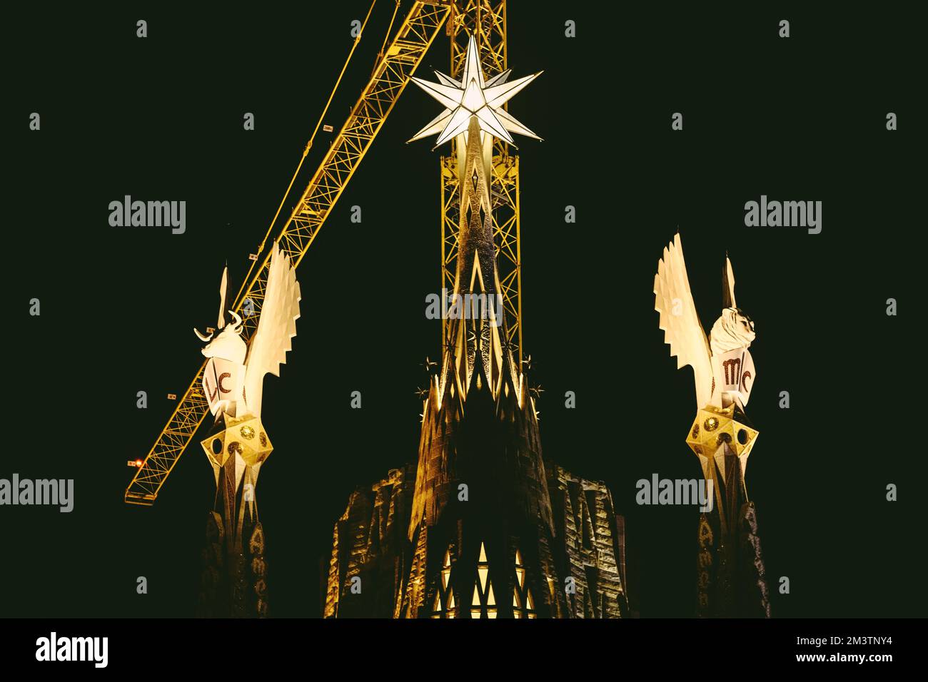 Barcelona, Spain. 16th Dec, 2022. The pinnacles of the towers of the ...