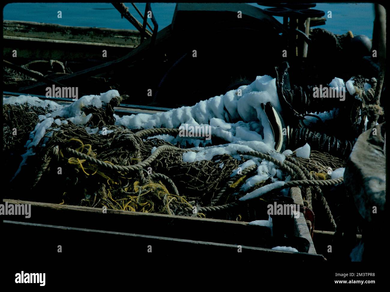 Snow on part of boat rigging , Boats, Ship equipment & rigging. Edmund ...