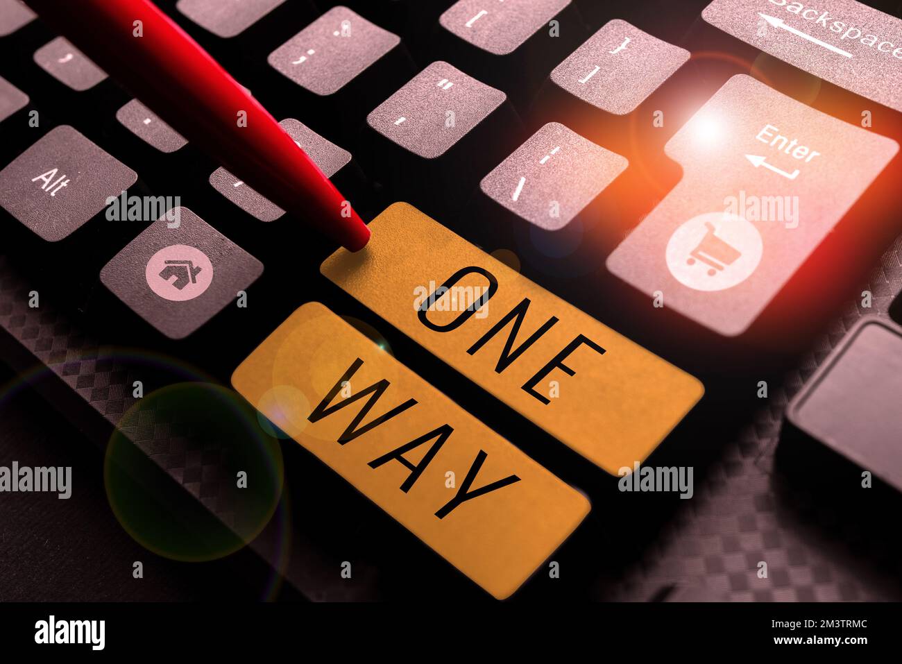 Writing displaying text One Way, Concept meaning Only direction Street ...