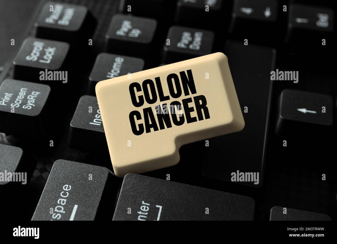 Handwriting text Colon Cancer. Concept meaning Cancer that forms in the ...