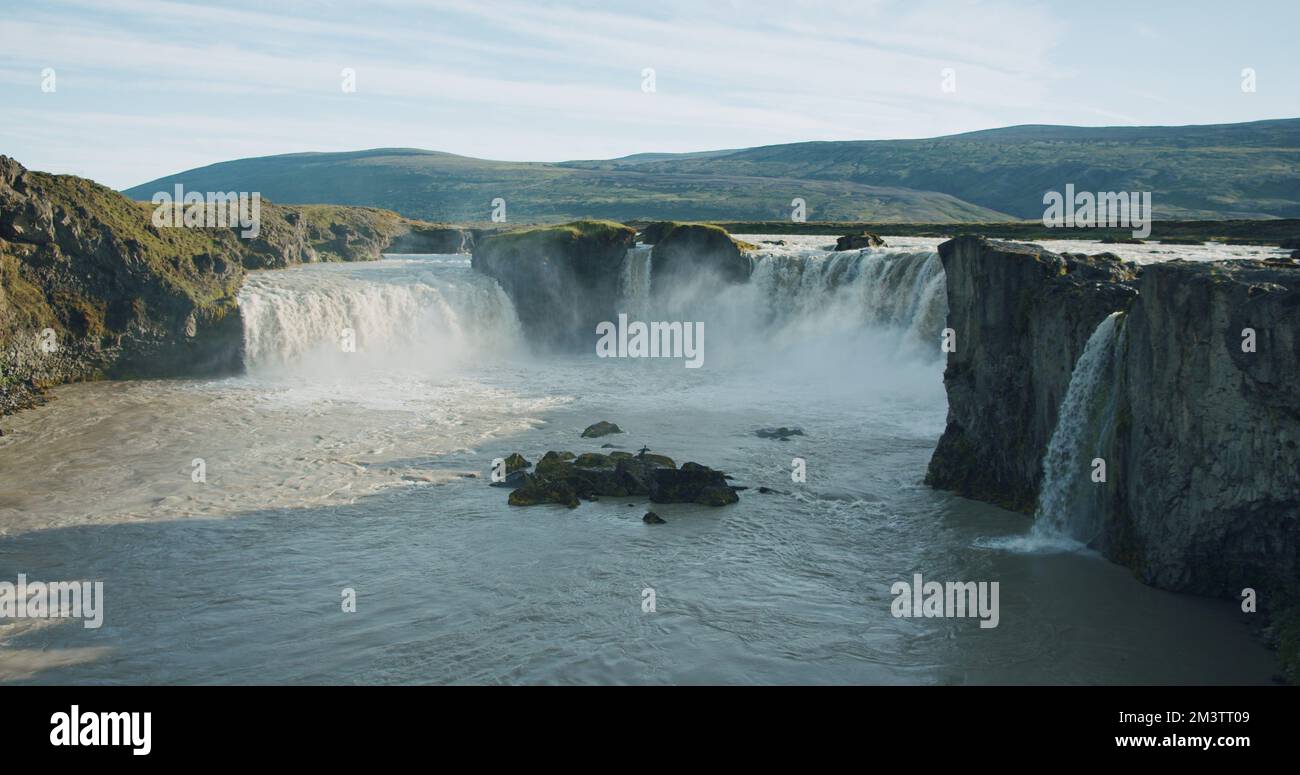 Beautiful Godafoss waterfall in sunset scene, Iceland Stock Photo - Alamy