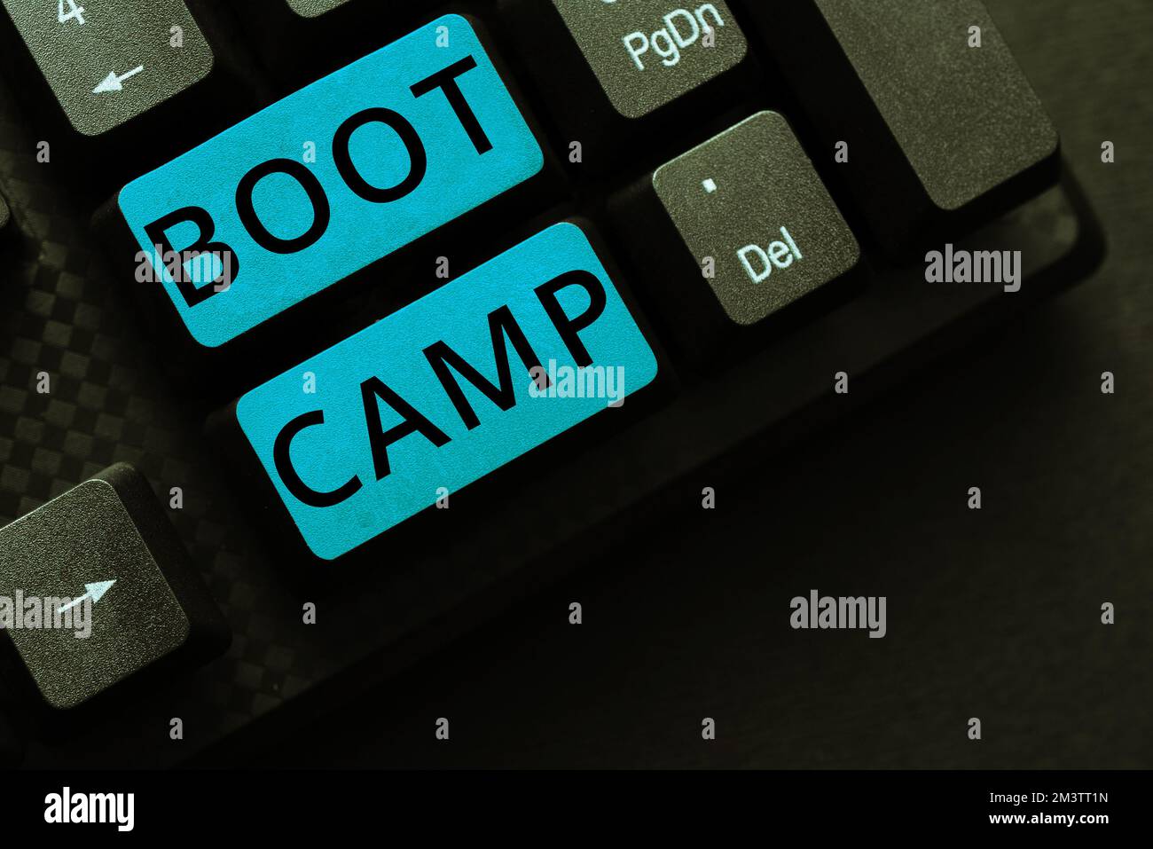 Text caption presenting Boot Camp. Concept meaning Military training ...