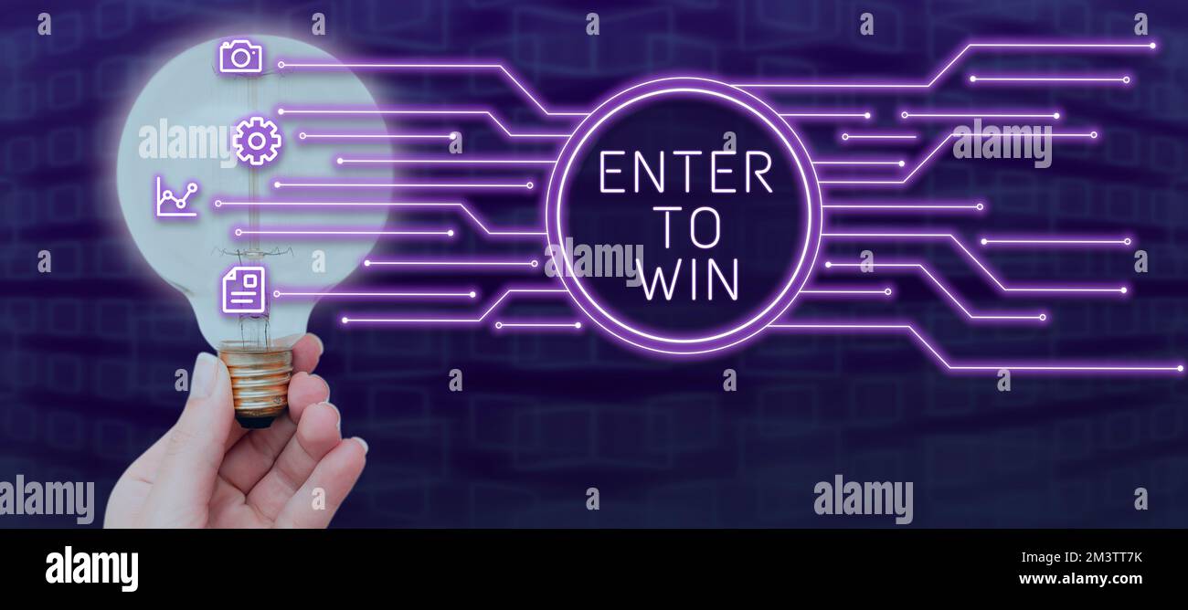 Text showing inspiration Enter To Win. Conceptual photo exchanging ...