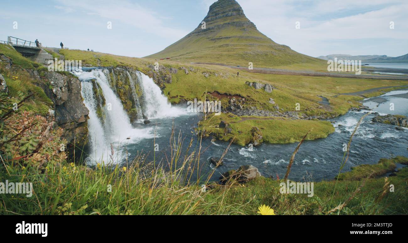 green mountain peak and kirkjufellsfoss fall is popular attractions at ...
