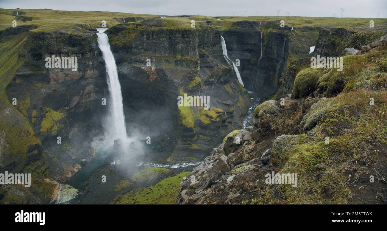 Most beautiful Haifoss waterfall in iceland highland Stock Photo - Alamy