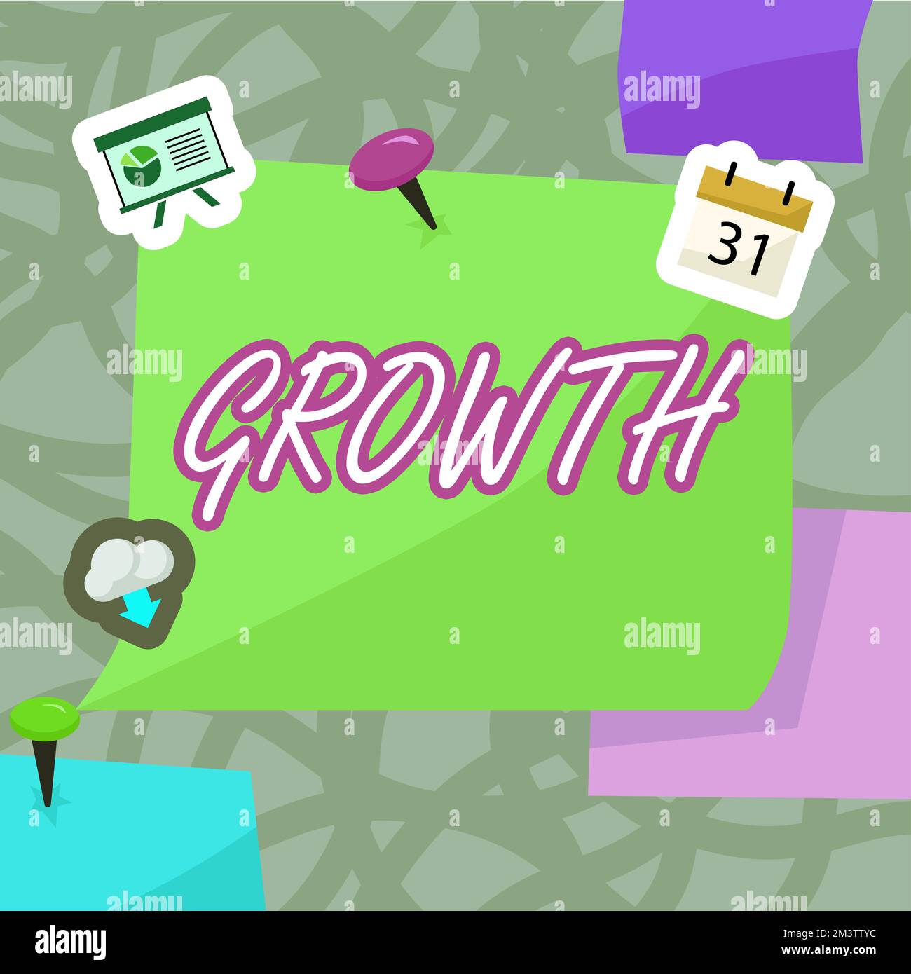 Handwriting text Growth. Word for process of increasing in size or ...