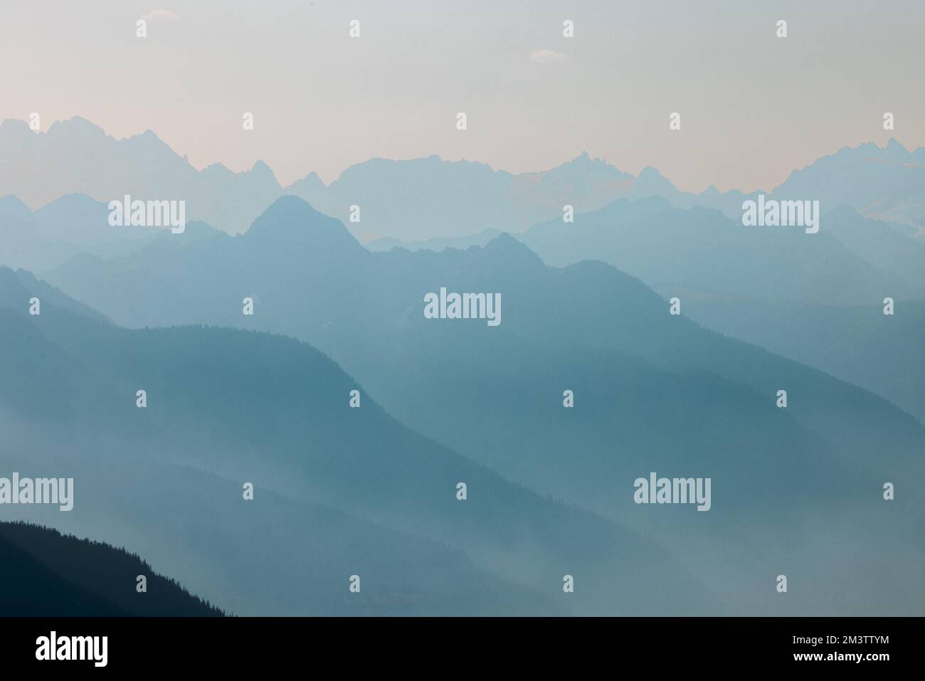 High mountain peak and range at the top of maple pass hike in north ...