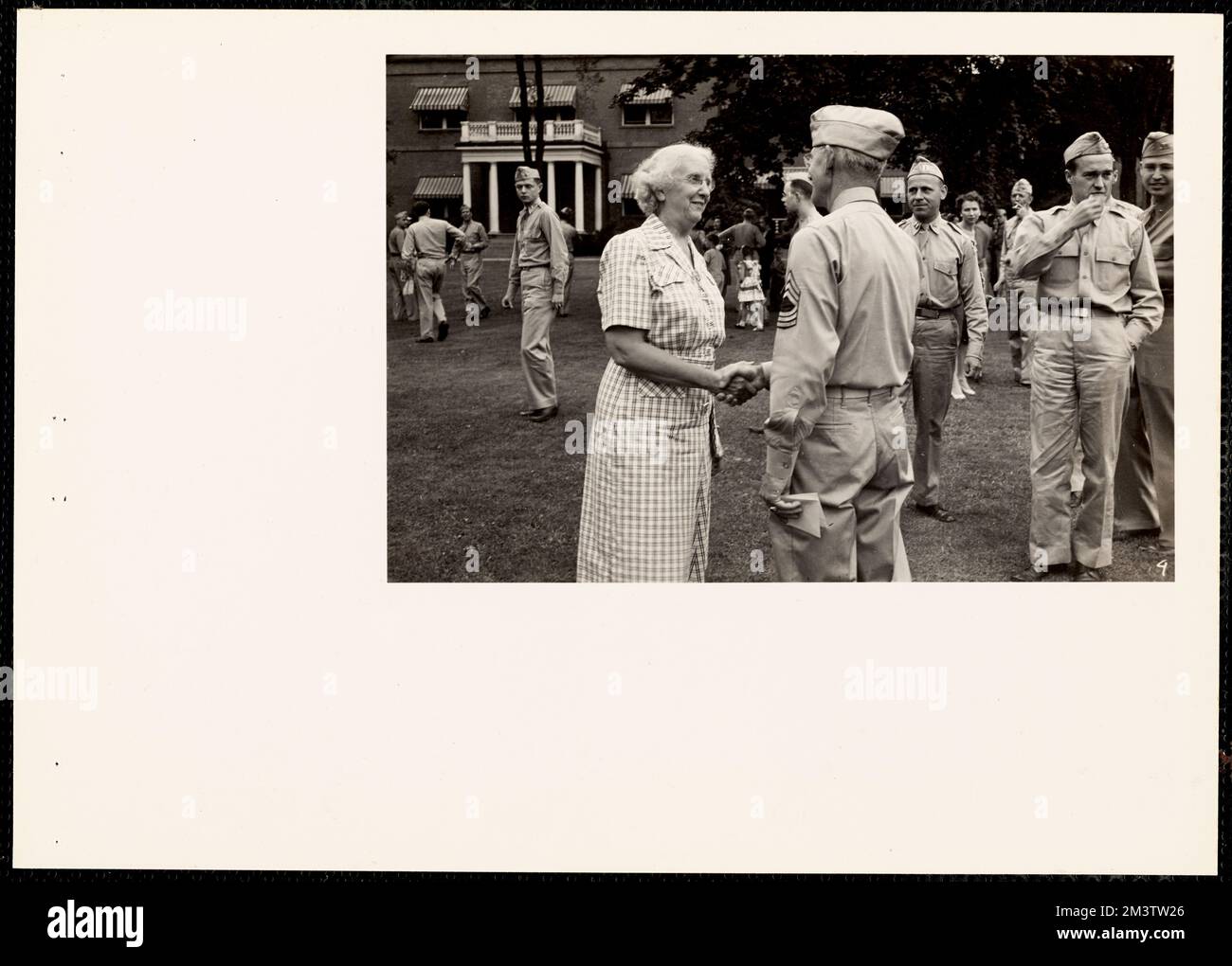 Soldier shaking woman's hand , Soldiers, Watertown Arsenal Mass ...