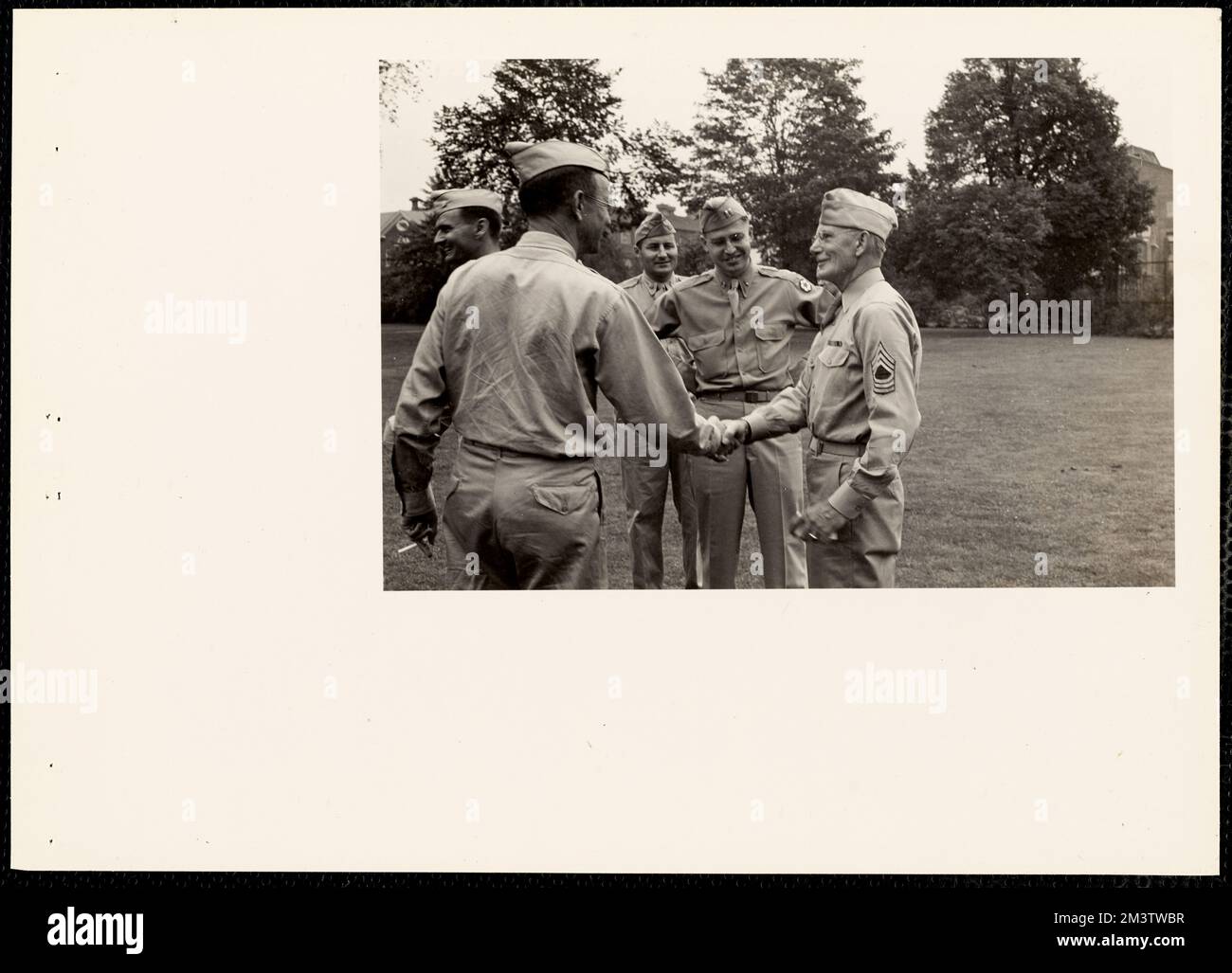 Soldiers shaking hands , Soldiers, Watertown Arsenal Mass.. Records of ...