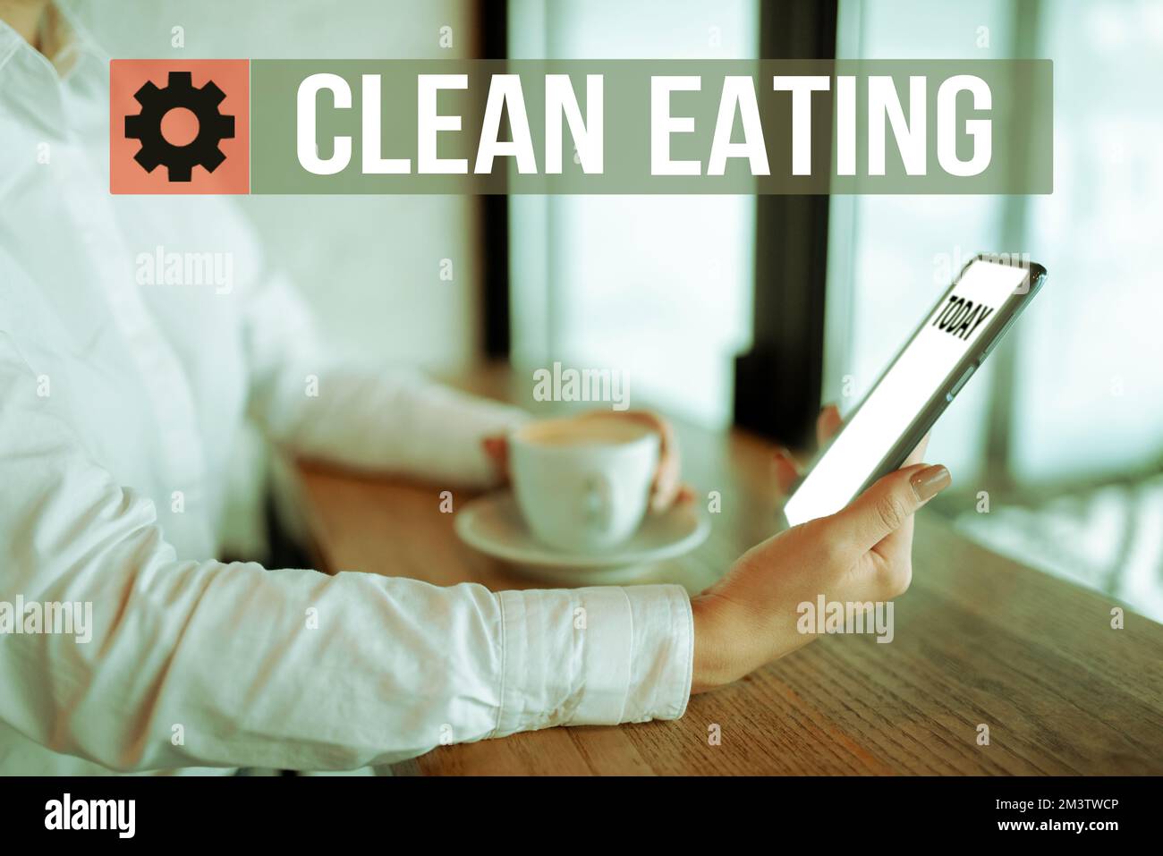 Hand writing sign Clean Eating. Conceptual photo Practice of eating ...