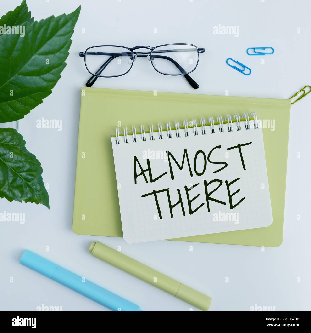 Text caption presenting Almost There. Business concept Soon to be or ...