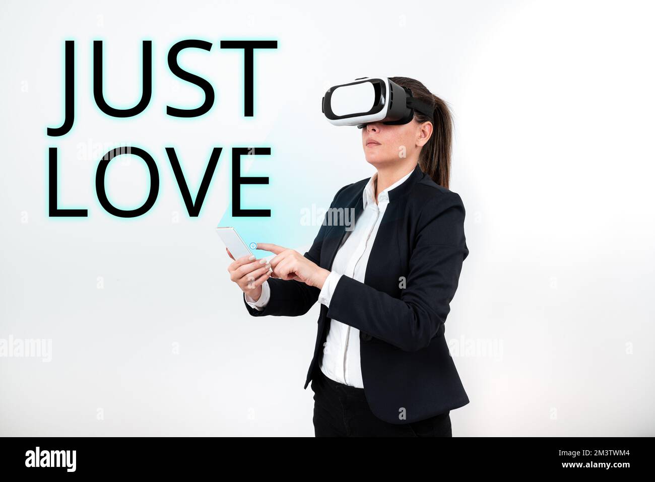 Hand writing sign Just Love. Business concept being interested ...