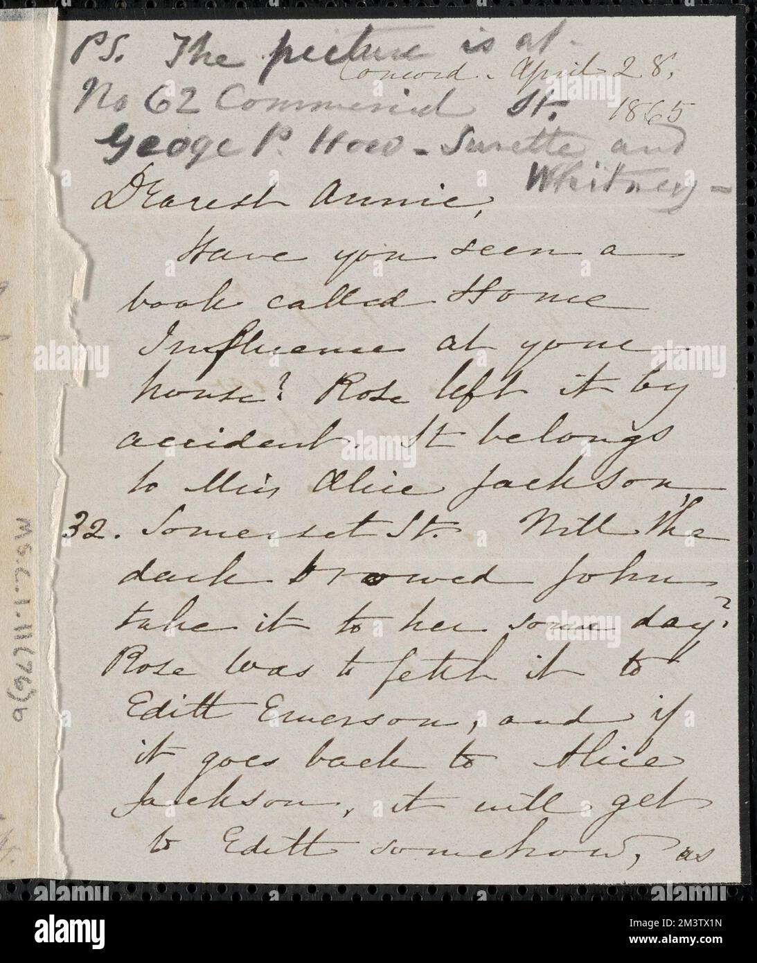 Sophia Hawthorne autograph letter signed to Annie Adams Fields ...