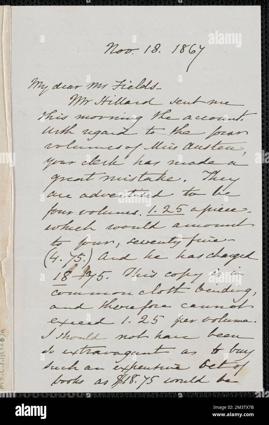 Sophia Hawthorne autograph letter signed to James Thomas Fields ...