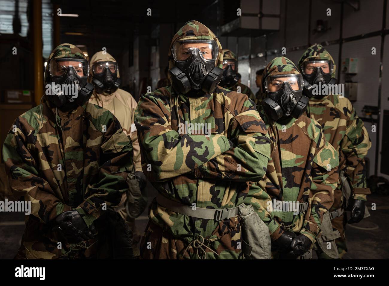 U.S. Marines assigned to II Marine Expeditionary Force (MEF) stand in ...