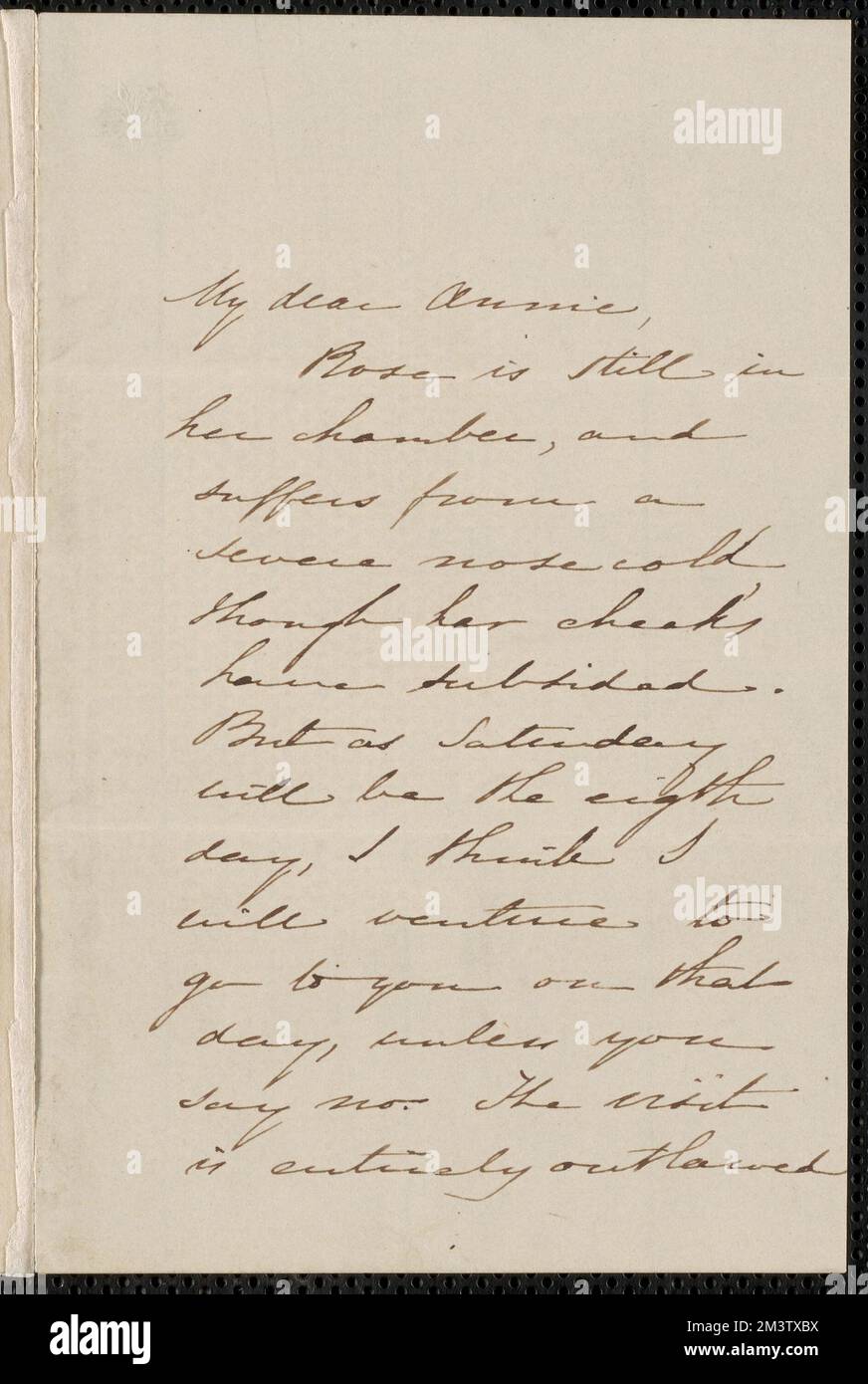 Sophia Hawthorne autograph note signed to Annie Adams Fields, [Concord ...