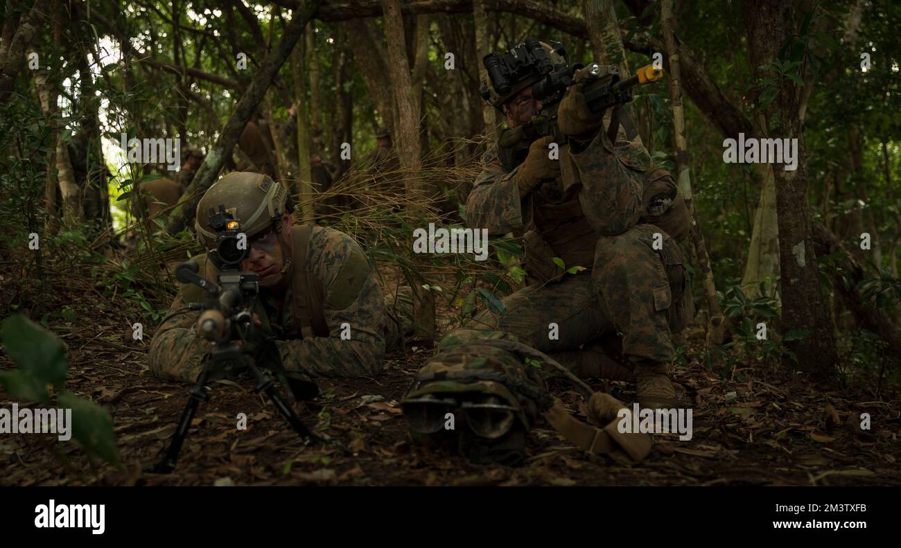 U.S. Marines with 1st Battalion, 2nd Marines provide security for a ...